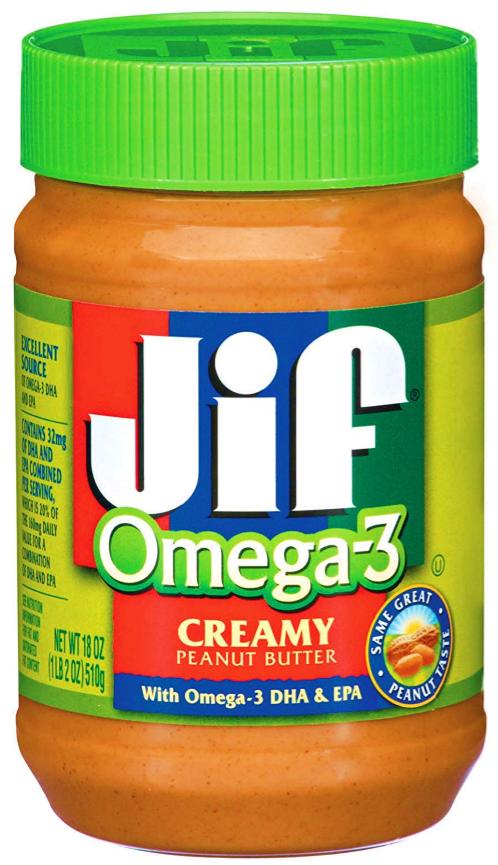 JIF Creamy Peanut Butter OMEGA-3 DHA จิฟ เนยถั่ว ชนิดละเอียด โอเมก้า3 ...