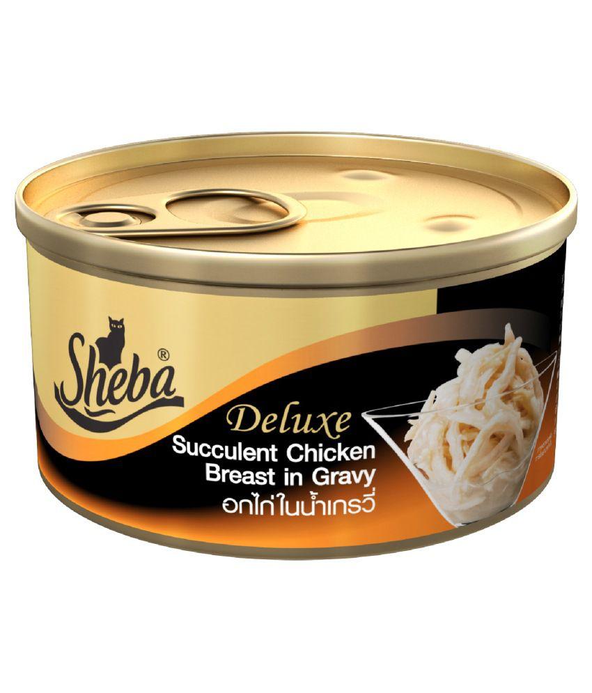 Sheba Deluxe Can อาหารเปียกแมว สูตรอกไก่ในน้ำเกรวี่ สำหรับแมวทุกสาย ...