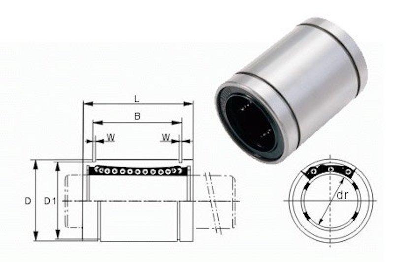 LM25UU ( 25 x 40 x 59 mm.) INK LM 25 UU Linear ball bearing ลูกปืนสไลด์ ...