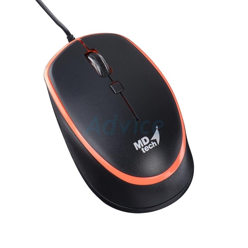 USB Optical Mouse MD-TECH (KM-02, Gaming) White/Orange Mouse เมาส์ ...