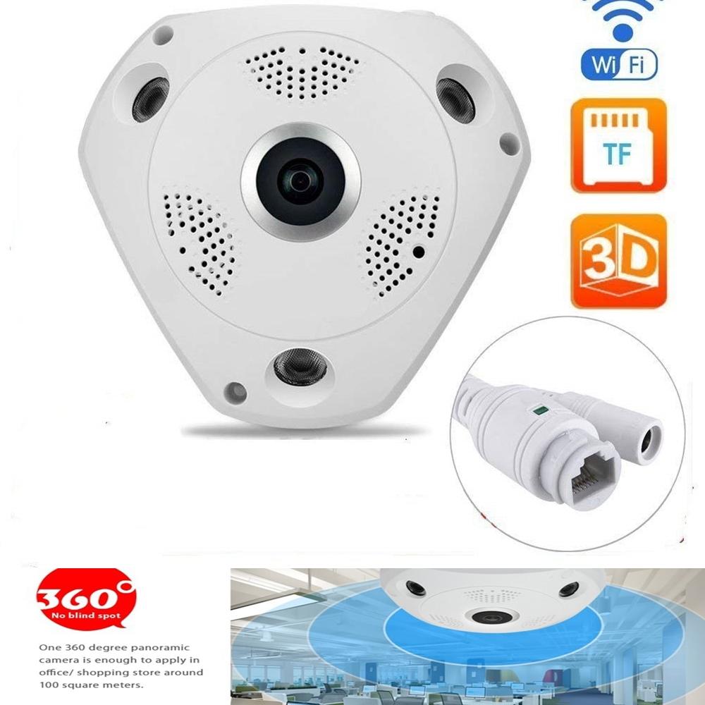 VR CAM กล้องวงจรปิดไร้สาย 3D Panoramic Camera Lens 360°(สีขาว) + หม้อ ...