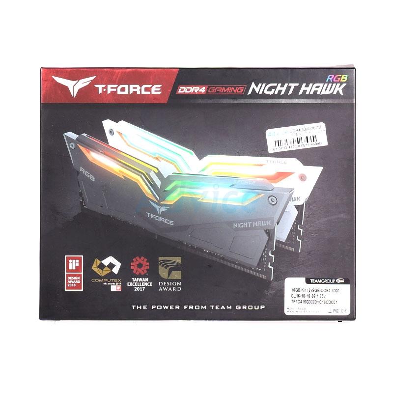 RAM DDR4(3000) 16GB (8GBX2) TEAM Night Hawk RGB Black (( RAM ...