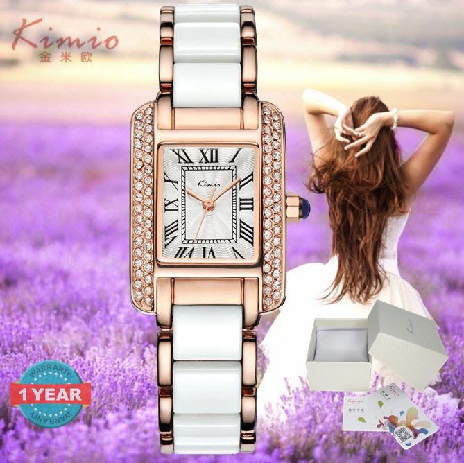 Kimio นาฬิกาข้อมือผู้หญิง แท้ 100% สาย Alloy หน้าปัดทรงสี่เหลี่ยม ...