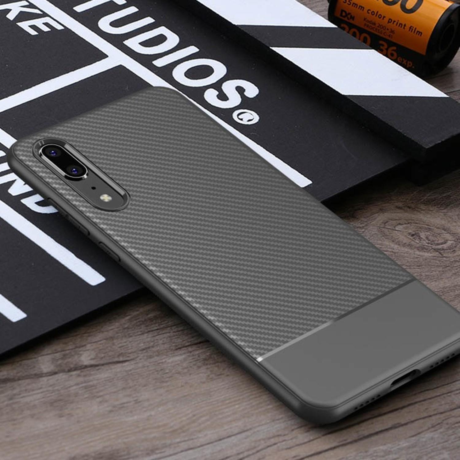 BKKONLINE - Huawei P20, Huawei P20 Pro Case ซิลิโคน TPU เคสสำหรับไฟเบอร์คาร์บอนไฟเบอร์สุดนุ่มซอ ...