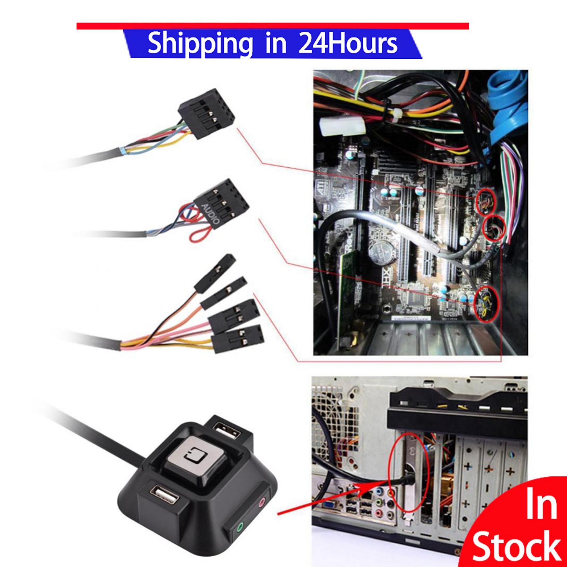 Desktop PC case Switch Dual USB Ports Power Reset Button Audio ...