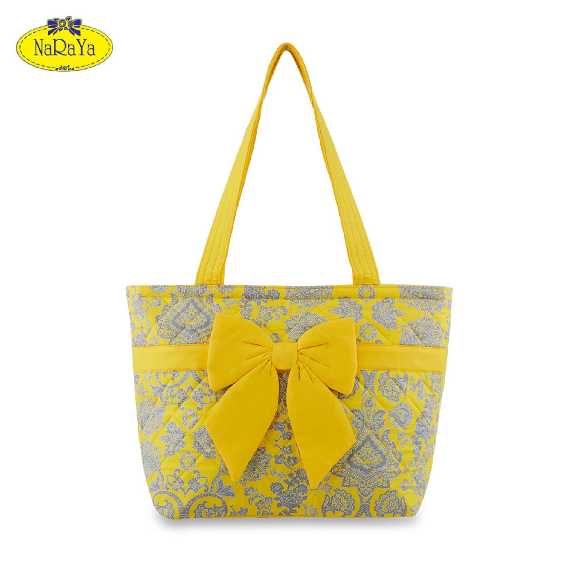 NaRaYa Quilted Patterns Tote Bag with Bow - Naraya - ThaiPick