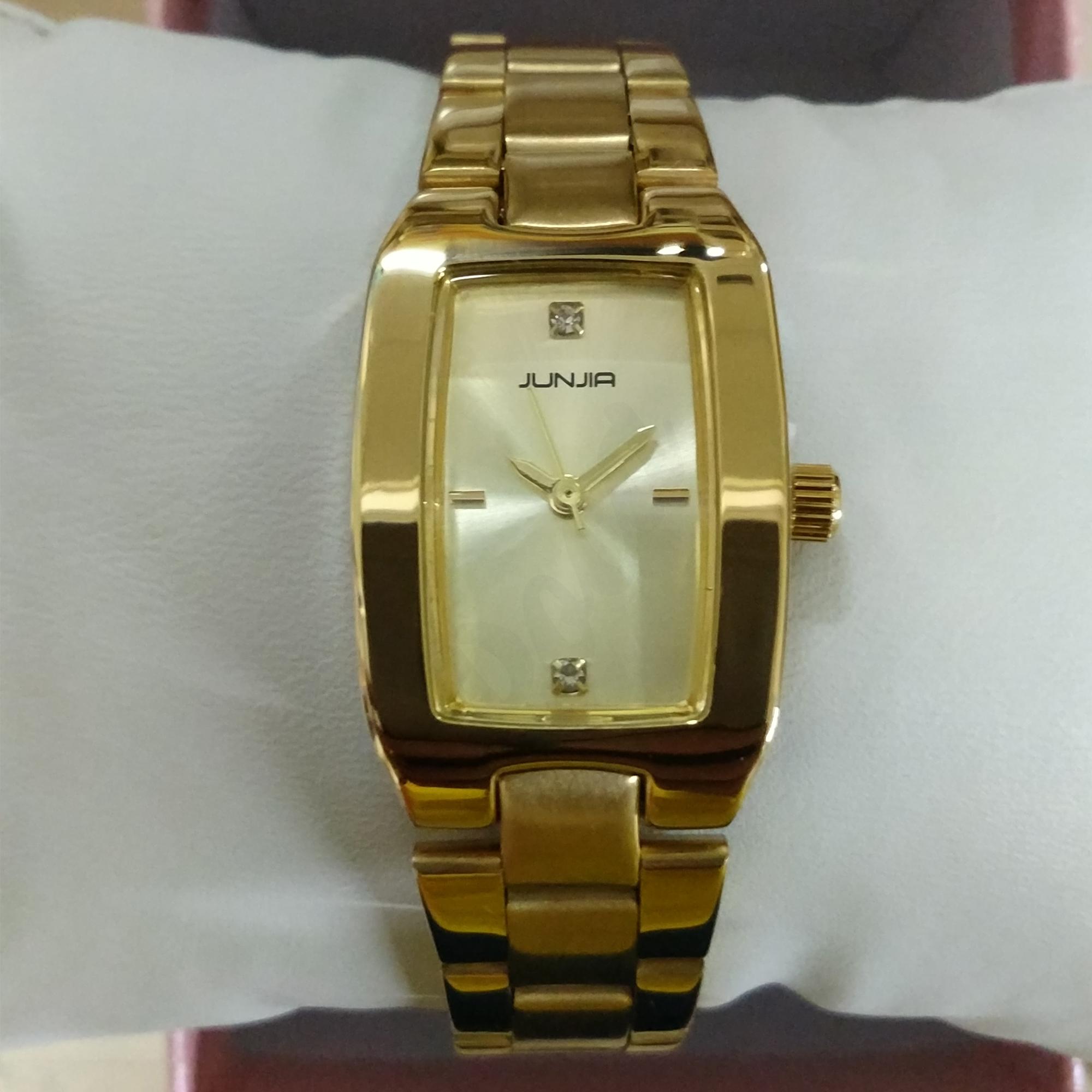 JUNJIA นาฬิกาข้อมือผู้หญิง เรือนและสายสแตนเลสสติลเคลือบPinkGold-Gold 3ไมครอน กันน้ำ ระบบ Quartz ...