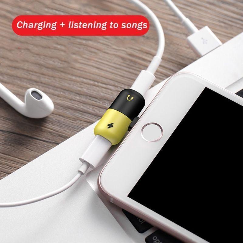 For iPhone 7 8 X Lightning Dual 2in1 Headphone Audio & Charger Adapter ...