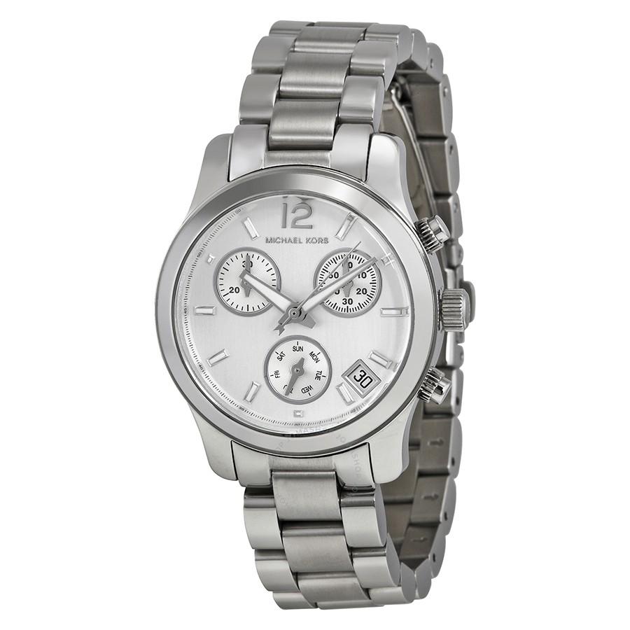 Michael Kors Cooper Chronograph Silver Dial Stainless Steel Ladies ...