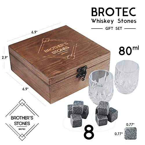 BROTEC วิสกี้หินและชุดแก้ว-8หินแกรนิต Chilling หินวิสกี้ Ndash 2คริสตัล ...