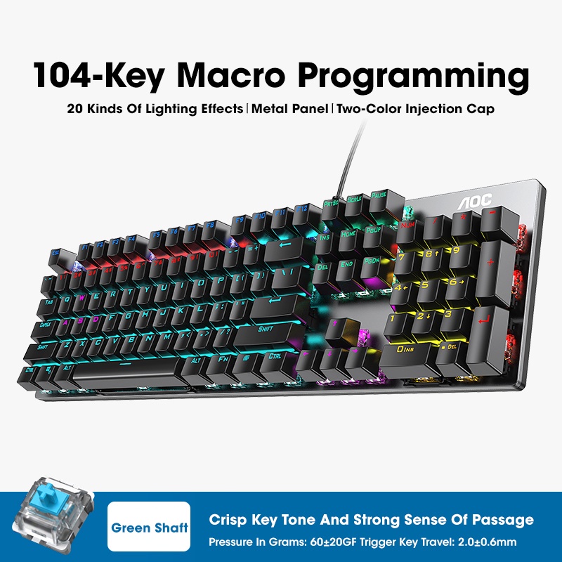 โปร++ AOC GK410 Mechanical Gaming Keyboard RGB Colorful Luminous ...