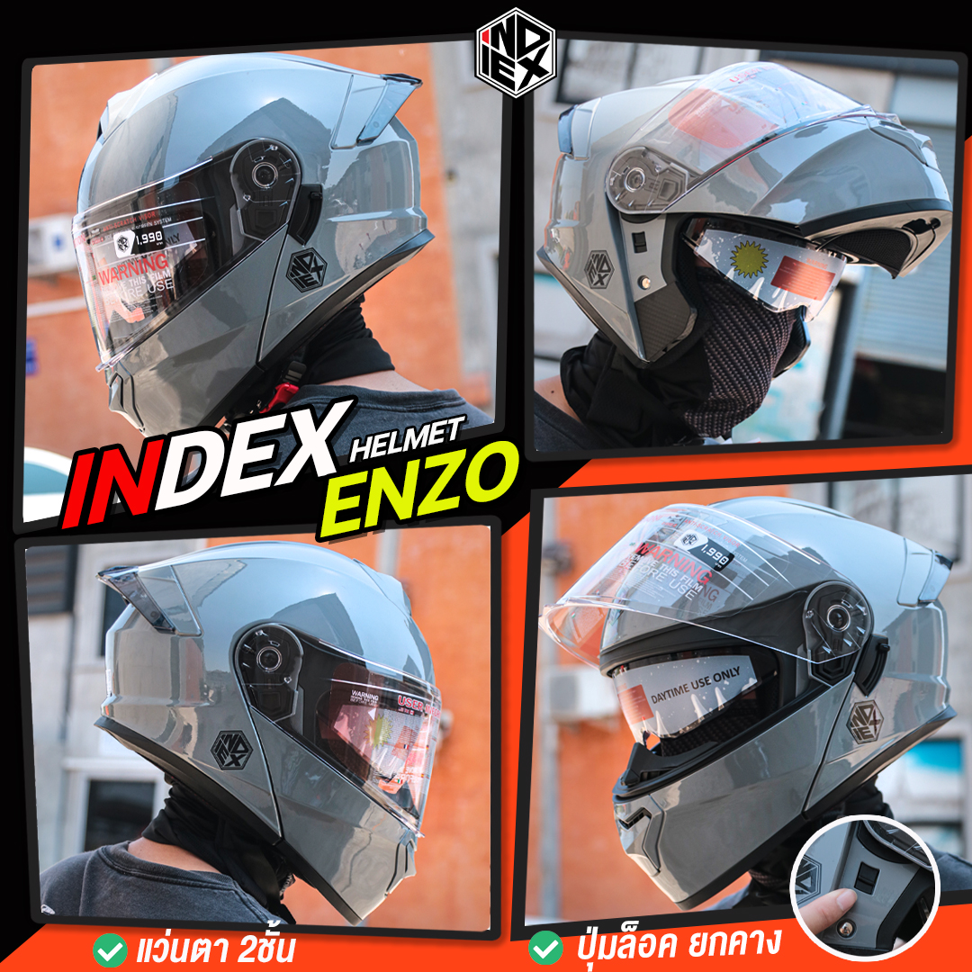 หมวกกันน็อค INDEX HELMET ENZO หมวกยกคาง มีแว่นตา2ชั้น ราคาดี คุ้มมาก ...