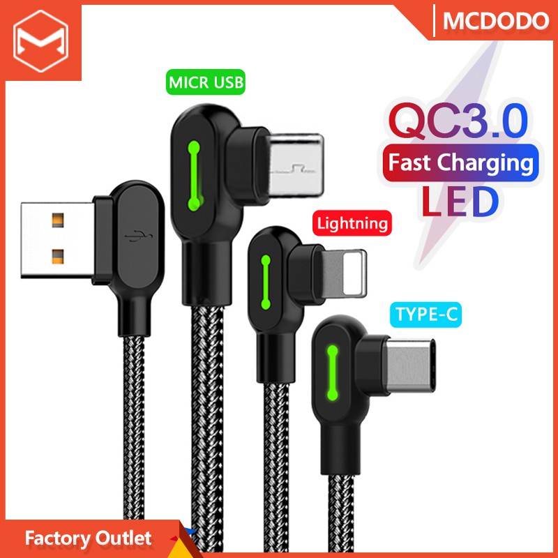 Mcdodo 90 องศา iPhone - Android สายชาร์จเร็ว Type-c - Micro - Lightning ...