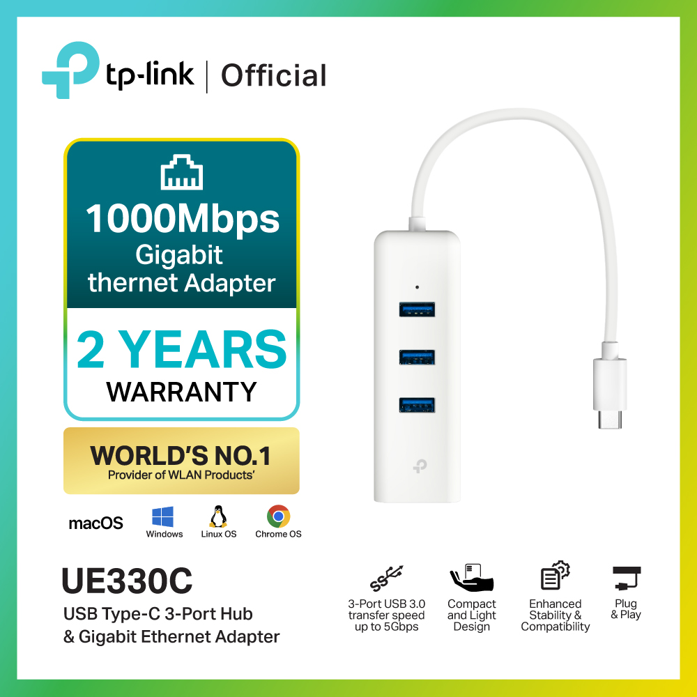 TP-Link UE330C (Type-C) UE330 (USB 3.0) 2 In 1 รองรับ USB 3.0 3-Port ...