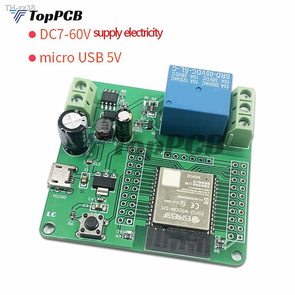 ♈ DC 7-60V 1Channel ESP32-WROOM Development Board Micro USB 5V Relay ...
