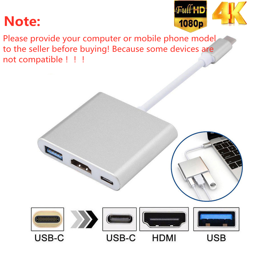 Hot sale USB-C Digital AV Multiport Adapter,USB 3.1 Hub Type C to USB 3 ...