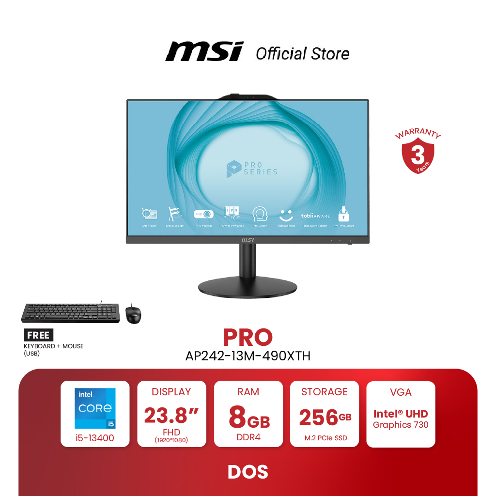 MSI ALL-IN-ONE PRO AP242 13M-490XTH 23.8 FHD IPS Intel Core i5-13400 ...