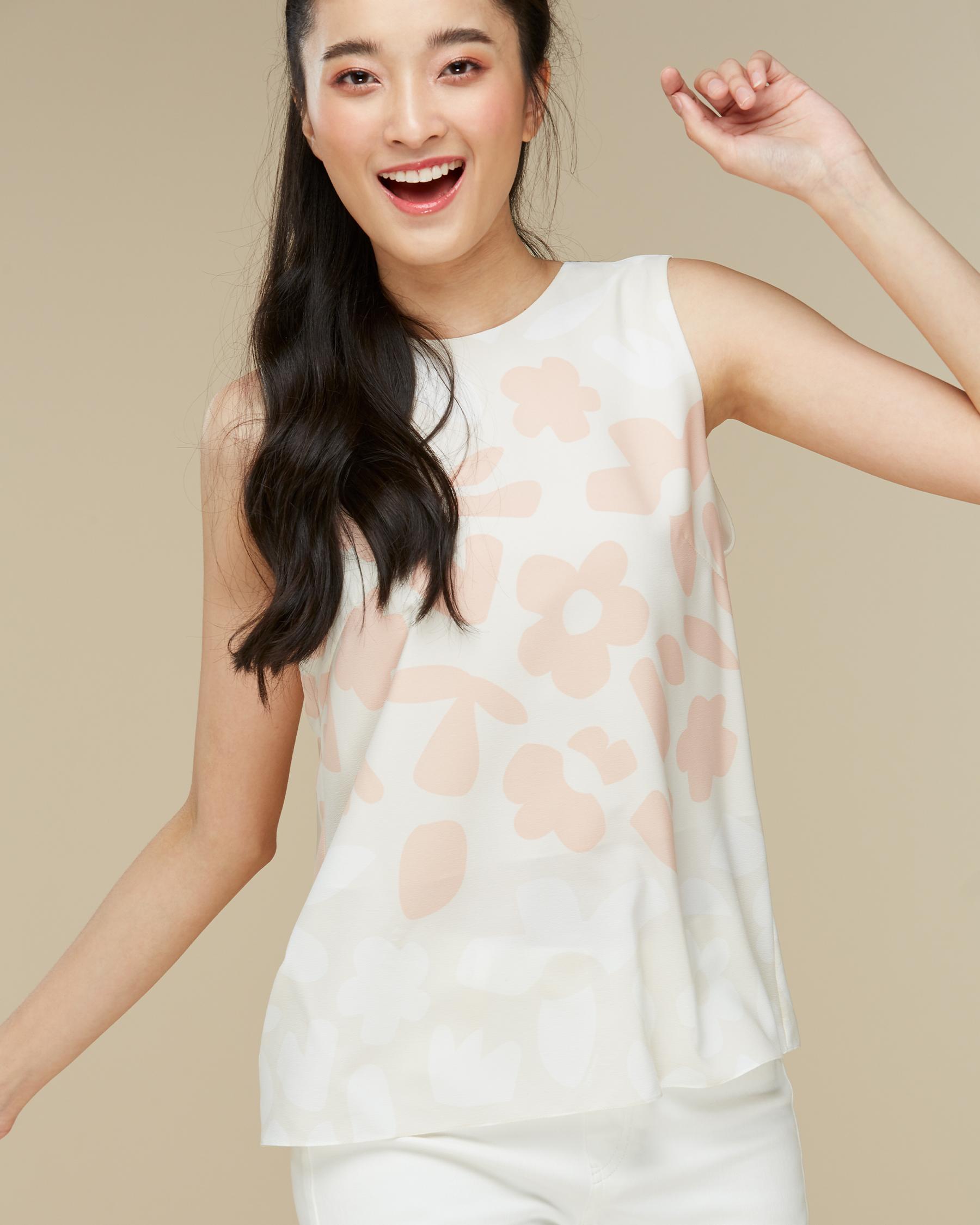 VANNSTOFF Liva Blouse เสื้อคอกลม เสื้อแขนกุดที่มาพร้อมกับผ้าลาย Original ของ Vannstoff ...