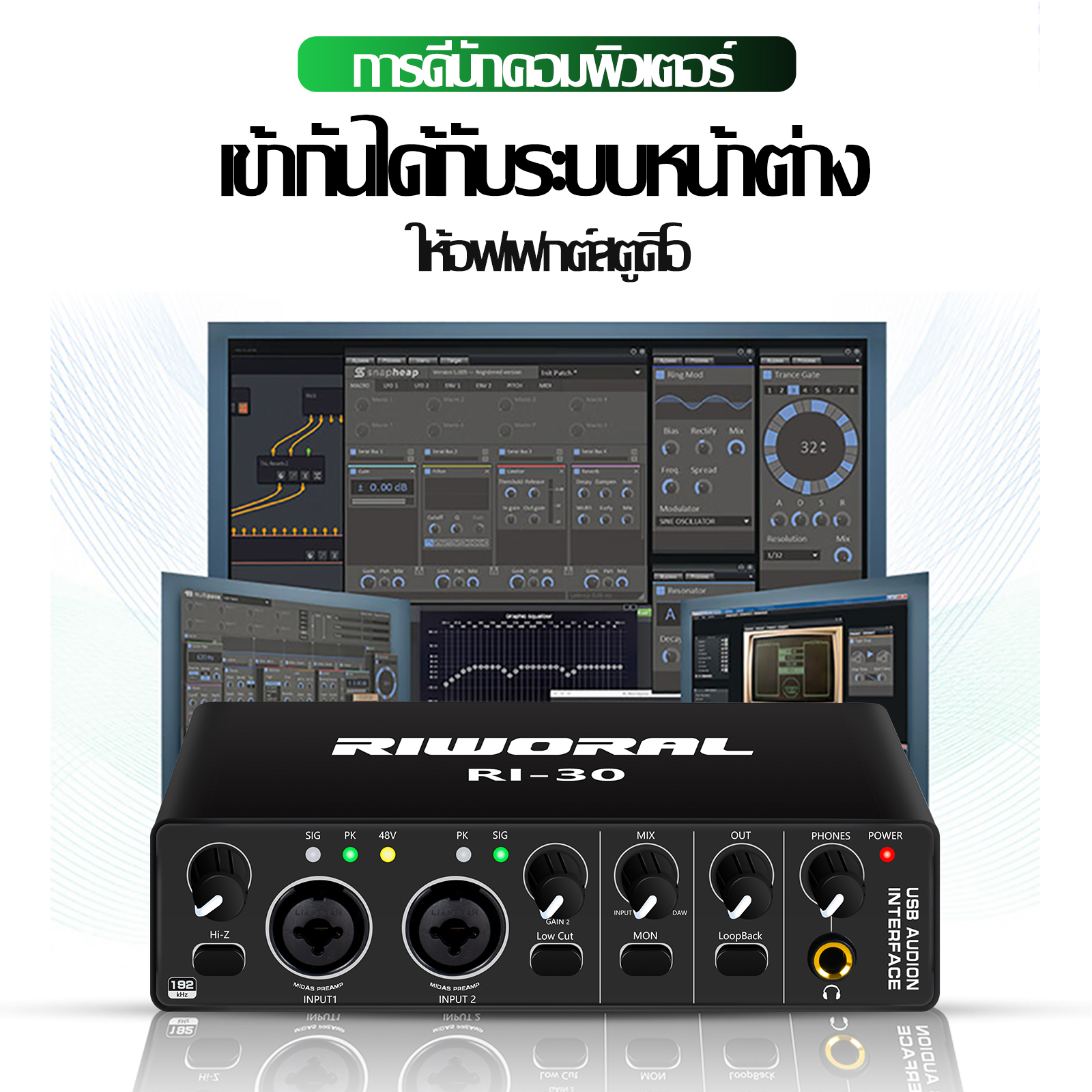 RIWORAL RI-30 การ์ดเสียง 48V ตัวกรองความถี่สูงตัดต่ำ การควบคุมการได้รับ ...