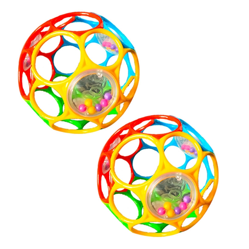 Colorful Ball Toys Hand Bell Rattle Develop Toys Touch Bite Caught Hand ...