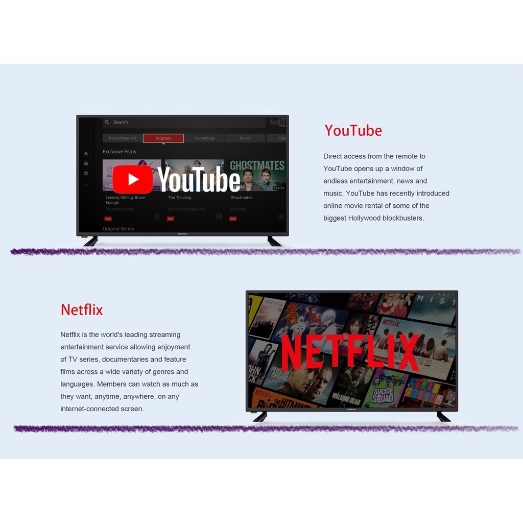 TV 55 AndroidTV 4K Google Voice search NetflixYoutubeGoogle Movie ...