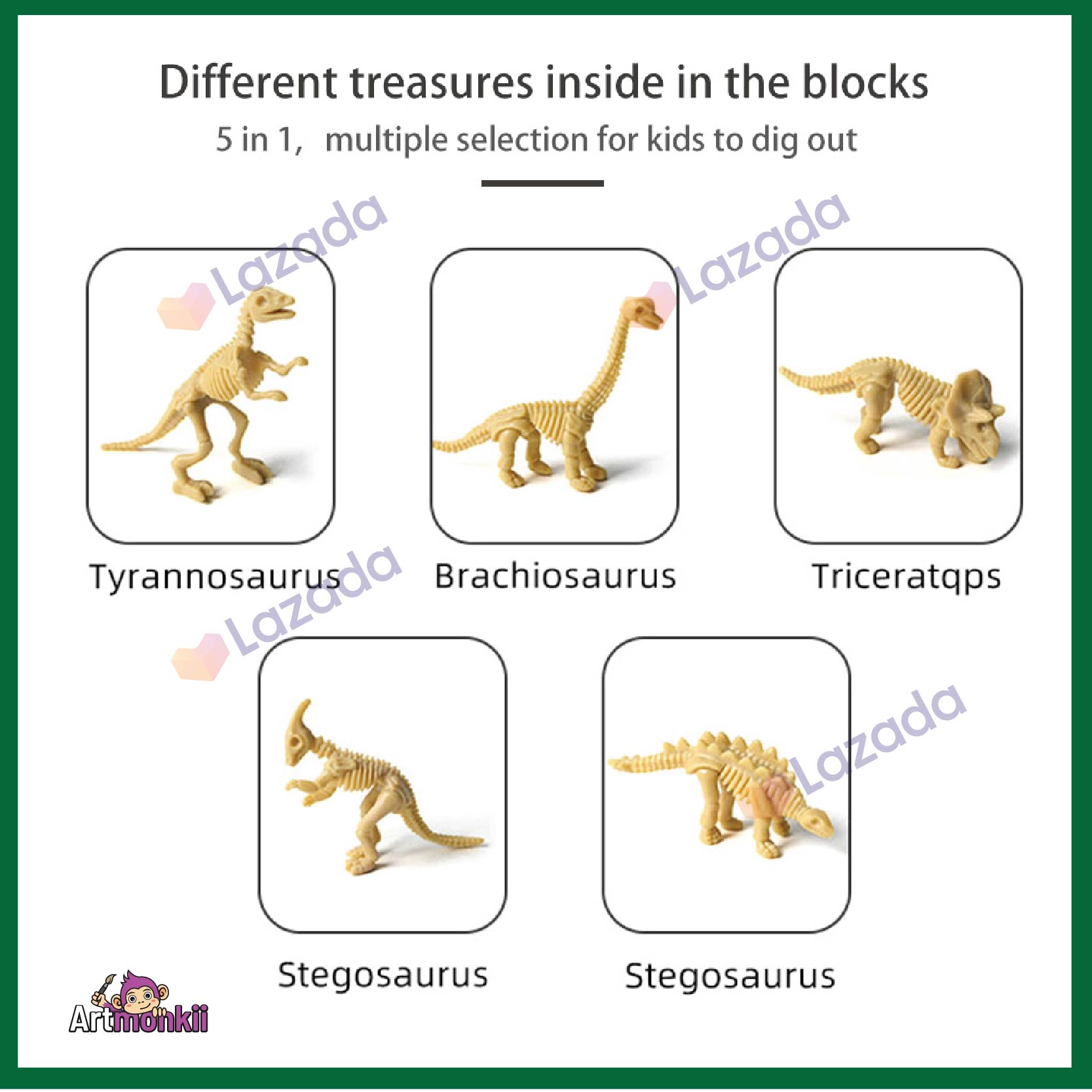 Dinosaur Dig Fossil, 5in1 Excavation Kit, Archaeology, Stem kit ...