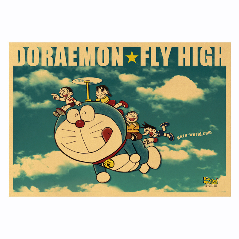 【C099】New Style Animation Doraemon Kraft Paper Posters Cafes And Bars ...