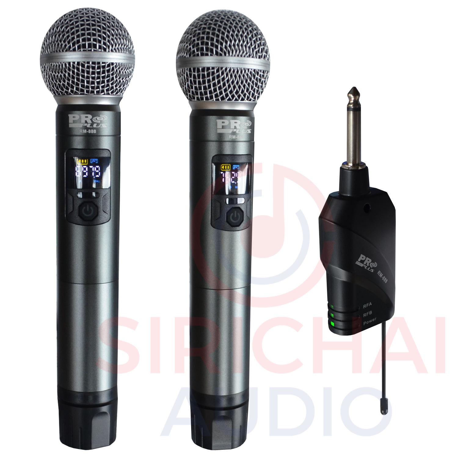 ไมค์ลอยUHFคู่ PROPLUS RM888 อลูนิเนียม LED ปรับความถี่ | Lazada.co.th