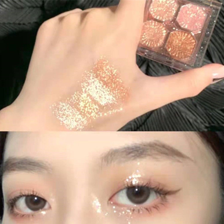 Four-color pearlescent sequin eye shadow, waterproof, sweat-proof ...