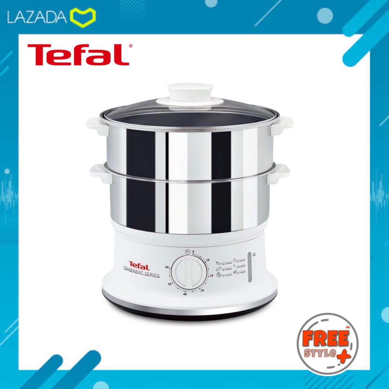 Tefal หม้อนึ่งไฟฟ้า ULTRACOMPACT 3 BOWLS STEAMER ขนาดความจุ 9 ลิตร รุ่น VC2048 (รับประกันศูนย์ 2 ...