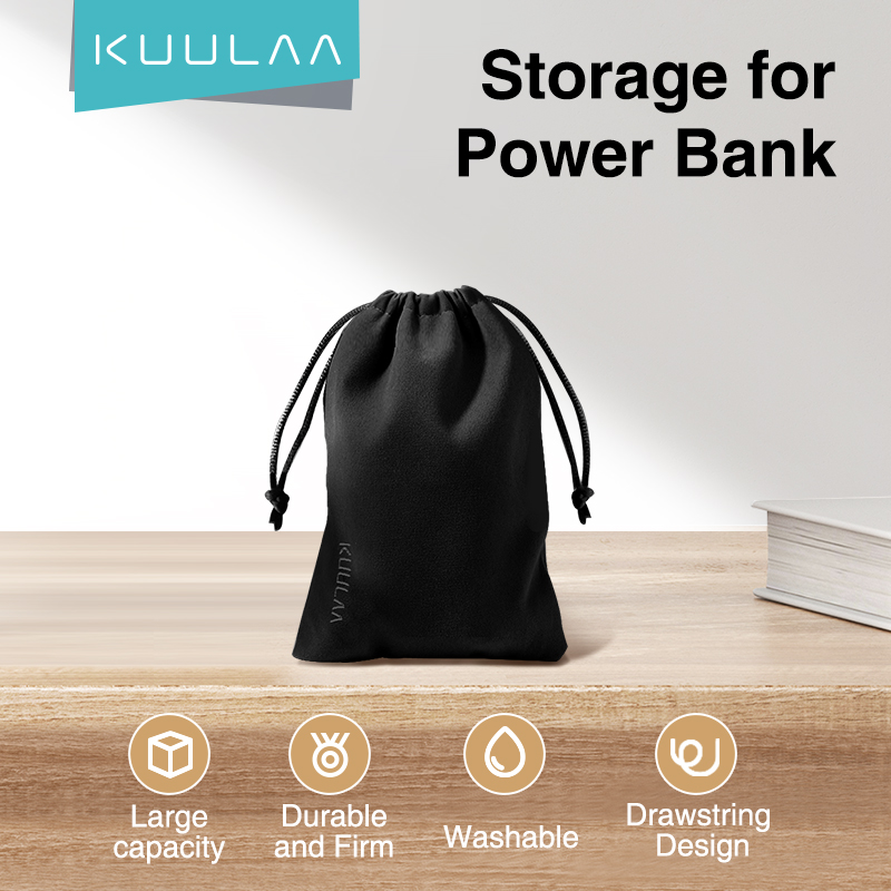 KUULAA 8.5x13.5 cm Soft Storage Bag for Power Bank USB Charger Soft ...