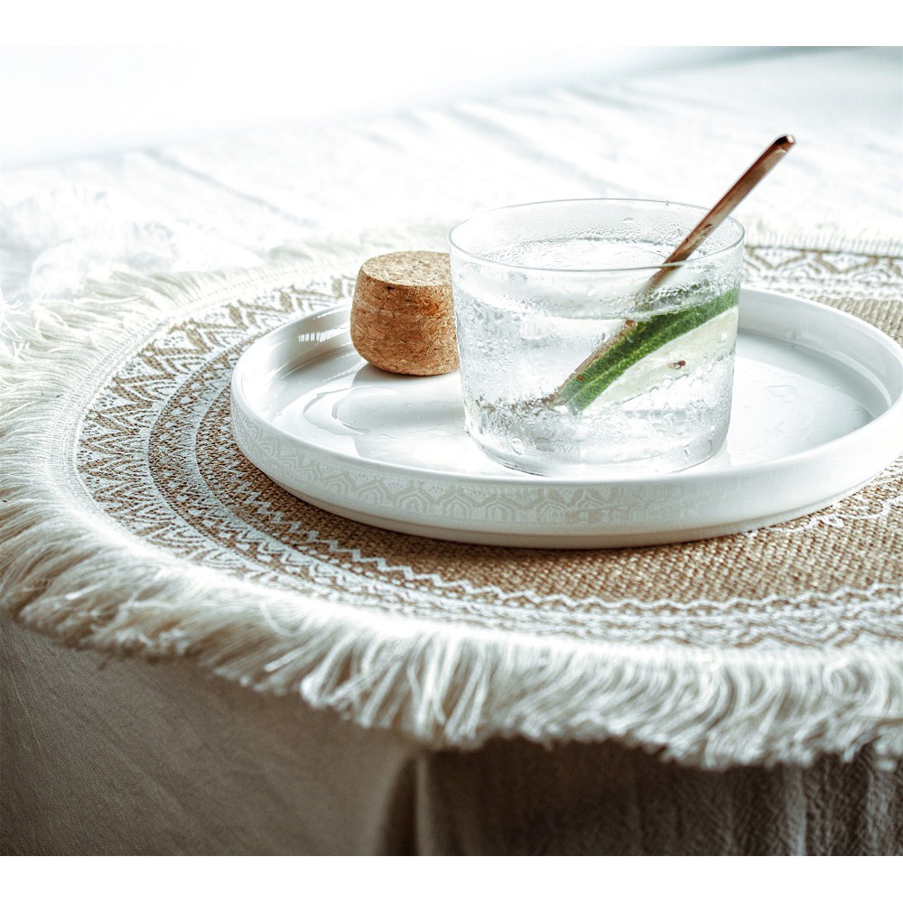 Nordic Moroccan Tassels Table Mats, Bowls and Plates, Cotton and Linen ...