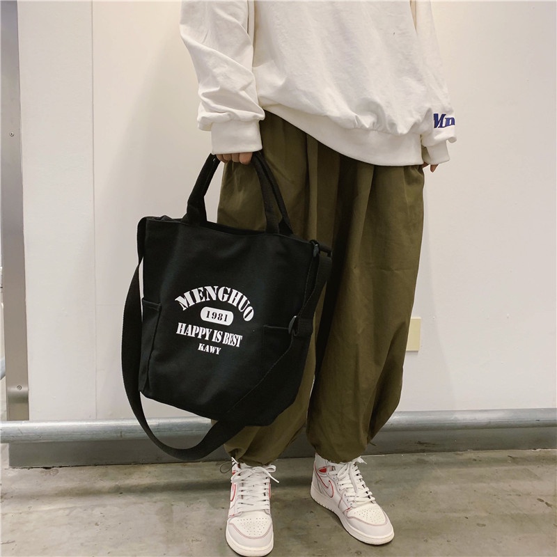 bangkokshop(B1612) กระเป๋าสะพายข้างผ้าแคนวาส MENGHUO 1981 - bangkokshop ...