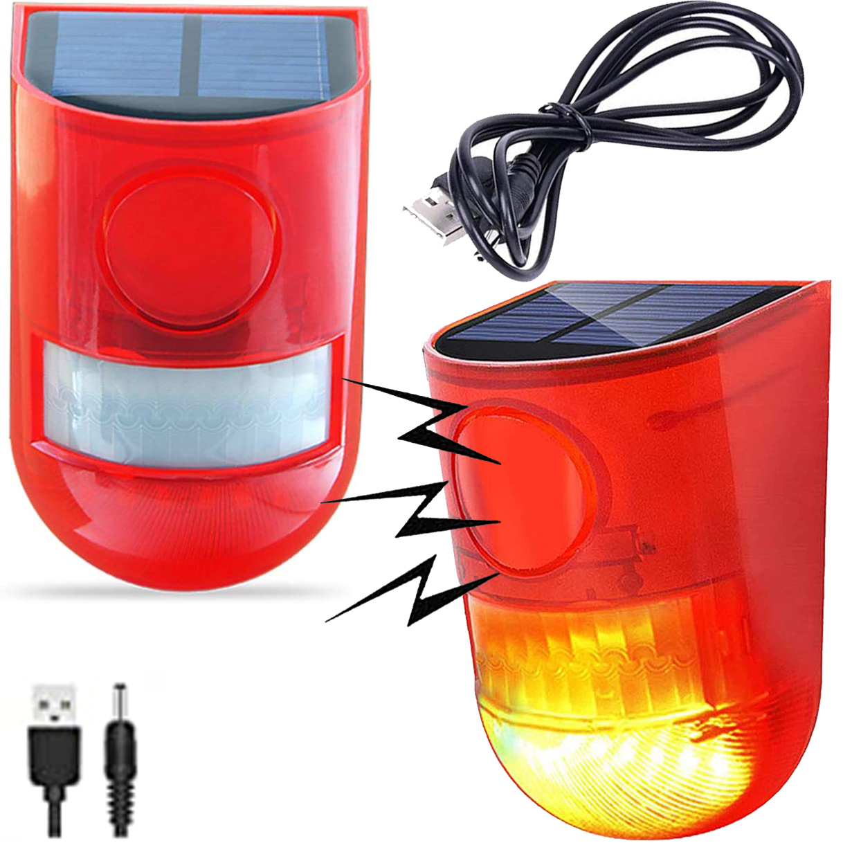 Solar Sound Alert Flash Warning Sound & Light Alarm Motion Sensor 110เด ...