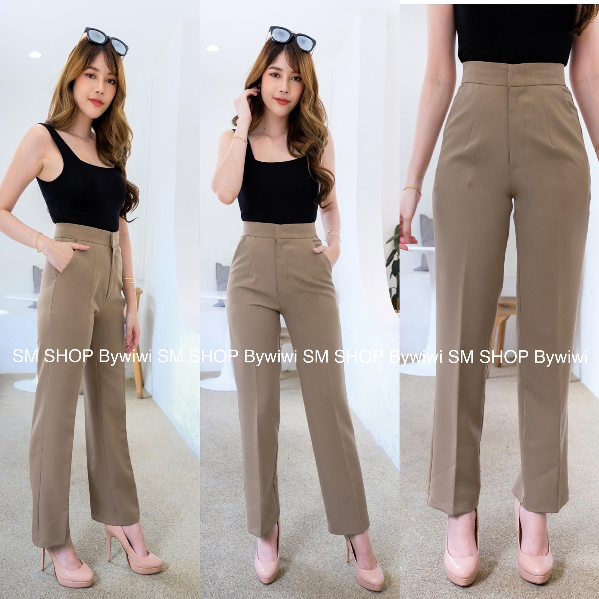 รุ่นLL ราคาพิเศษกางเกงขากระบอกเอวสูงผ้าไอวี่ เก็บทรงดีมากพร้อมส่งS-2XLมีเก็บปลายทาง - SM ...