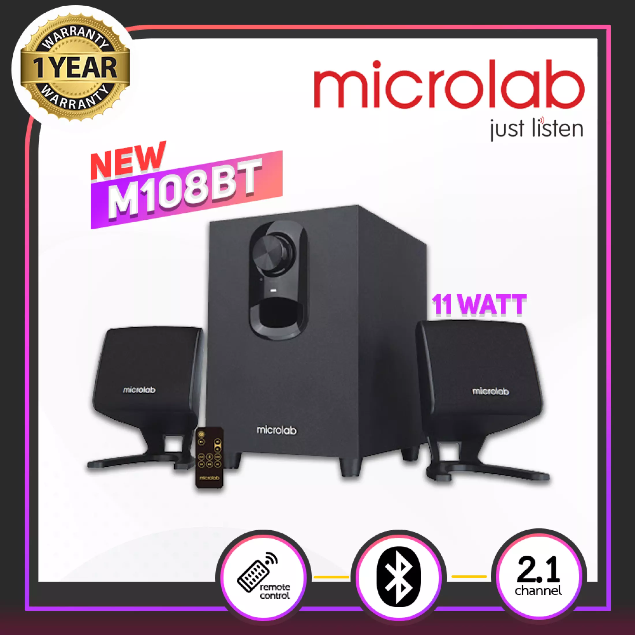 ลำโพง Microlab M108BT Bluetooth Speaker 2.1 Ch. (11 Watt) | Lazada.co.th
