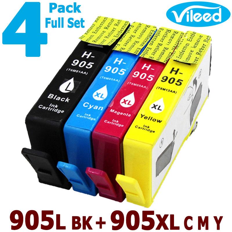 4 Pack 905L BK 905XL C M Y Ink Cartridge 905 XL Black Cyan Magenta ...