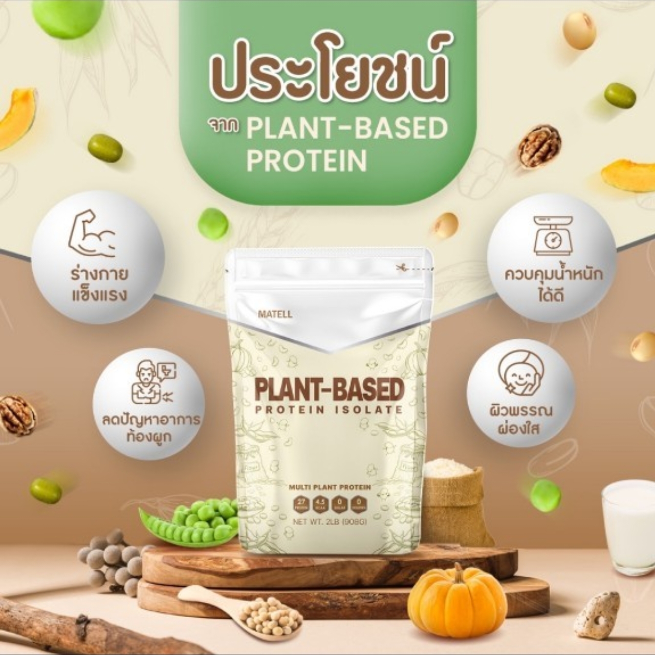 MATELL Plant-Based Protein Isolate เเพลนต์ เบสด์ ไอโวเลท โปรตีนพืช 7 ...