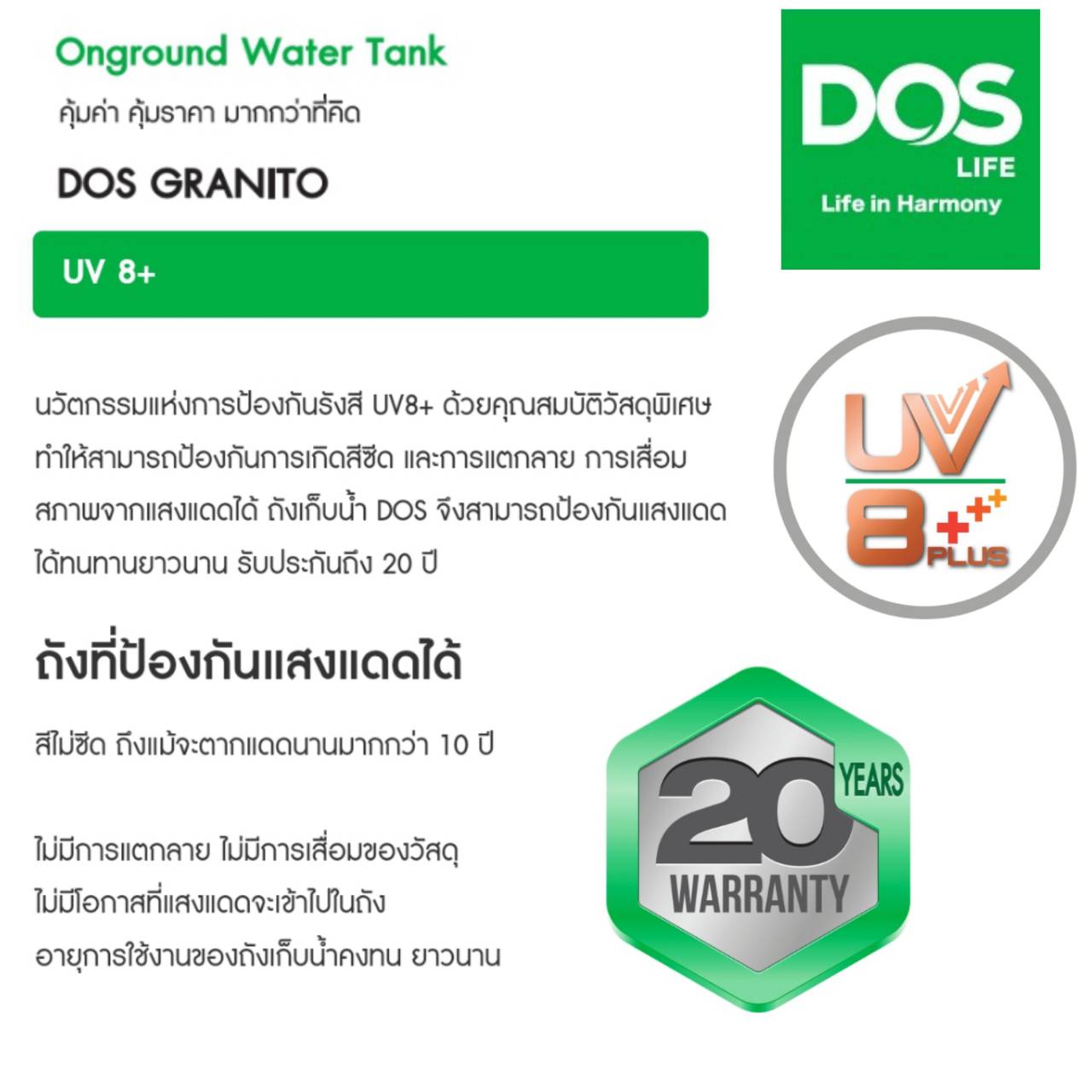 DOS ถังเก็บน้ำบนดิน ดอส DOS GRANITO (ท่อนอก) แถมฟรี ลูกลอย 1 ก้านทองเหลือง จัดส่งสินค้าฟรี - ดี ...