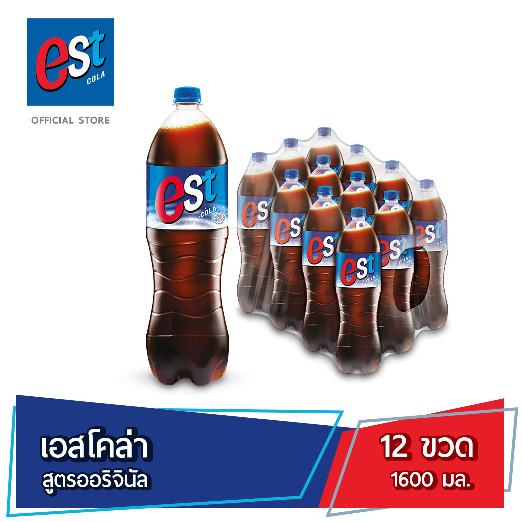 เอสโคล่า น้ำอัดลม 1.6 ลิตร 12 ขวด est Cola Soft Drink 1.6 L Pack 12 ...