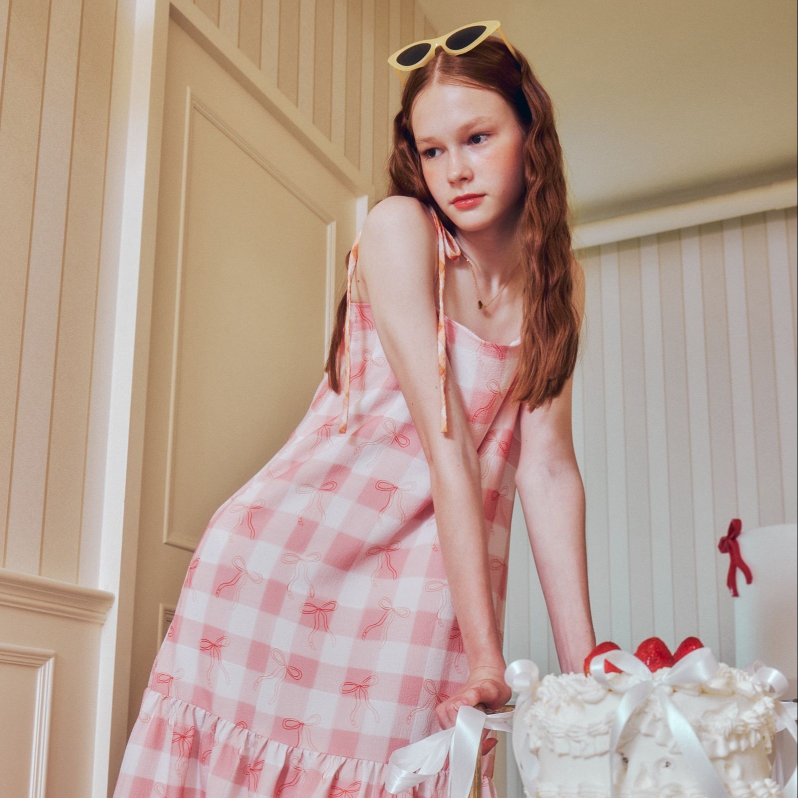 lookbookpetite lunar dress (adult) pink ribbon เดรสยาว สายเดี่ยว สีชมพู ...