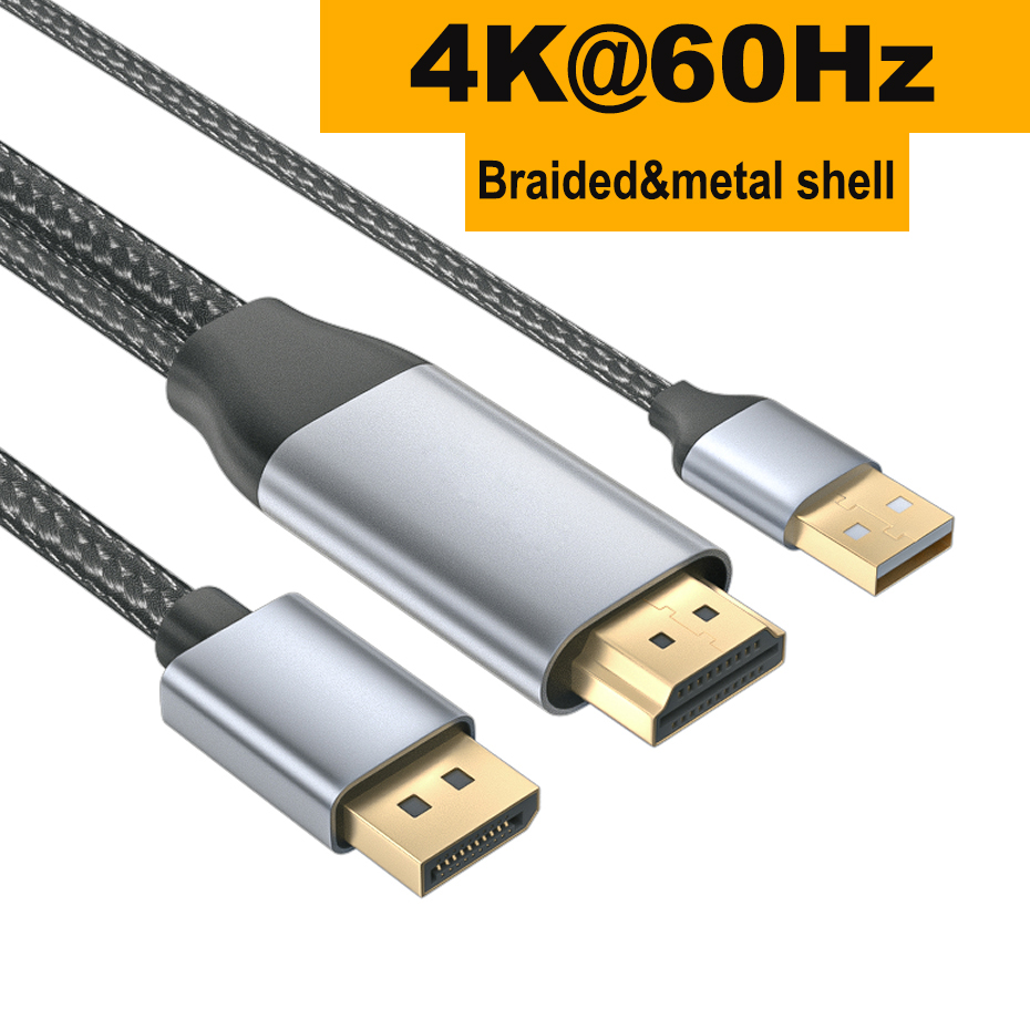 4K HDMI to Displayport Active converter cable 6ft 1.8M HDMI in to DP ...