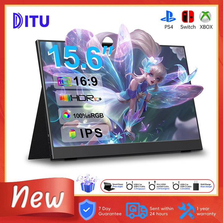 Ditu portable monitor 14 inch15.6 inch computer monitor 1080p 60Hz IPS ...