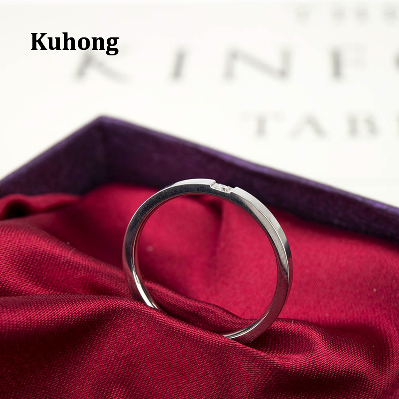 Kuhong แหวนแฟชั่นสำหรับผู้หญิงสีโรสโกลด์เม็ดเดี่ยวผลิตจากเหล็กไทเทเนียม ...