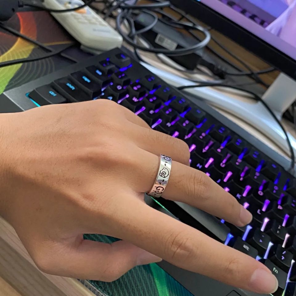 LR-วินเทจ S925 เงินสเตอร์ลิงความรู้สึกอาวุโสนักเรียนคู่แหวนมงคลแหวนจดหมายRing - amthong - ThaiPick