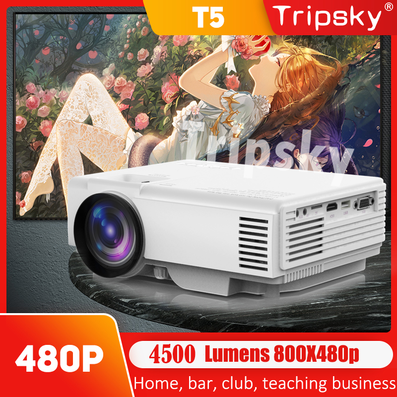 (Ready to ship) T5 Portable Projector Projector 4500 lumens Smart Home ...