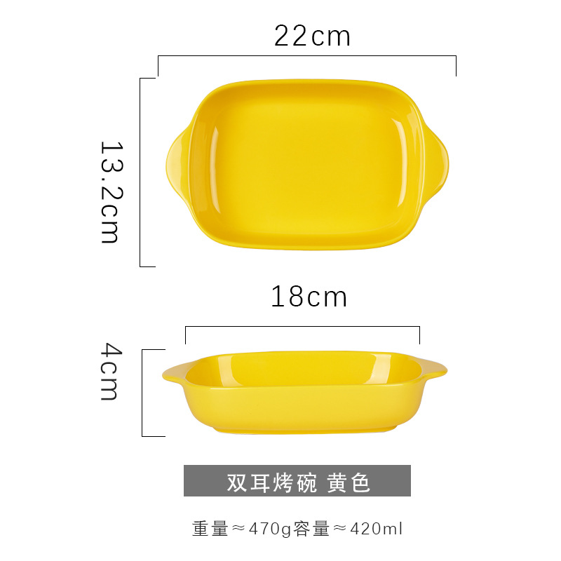 Nordic Baking Dishes Pans Kitchen Square With Handle Colorful Ceramic ...