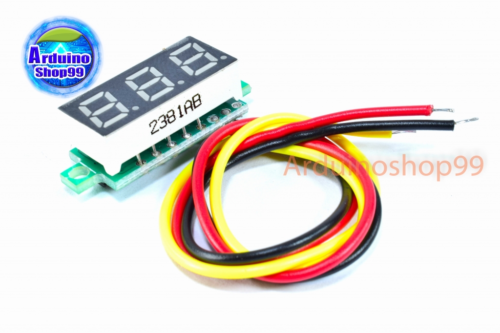 จอแสดงผล ค่าโวลต์ DC voltage meter head 0.28 inch LED DC 0V - 100V (สี ...