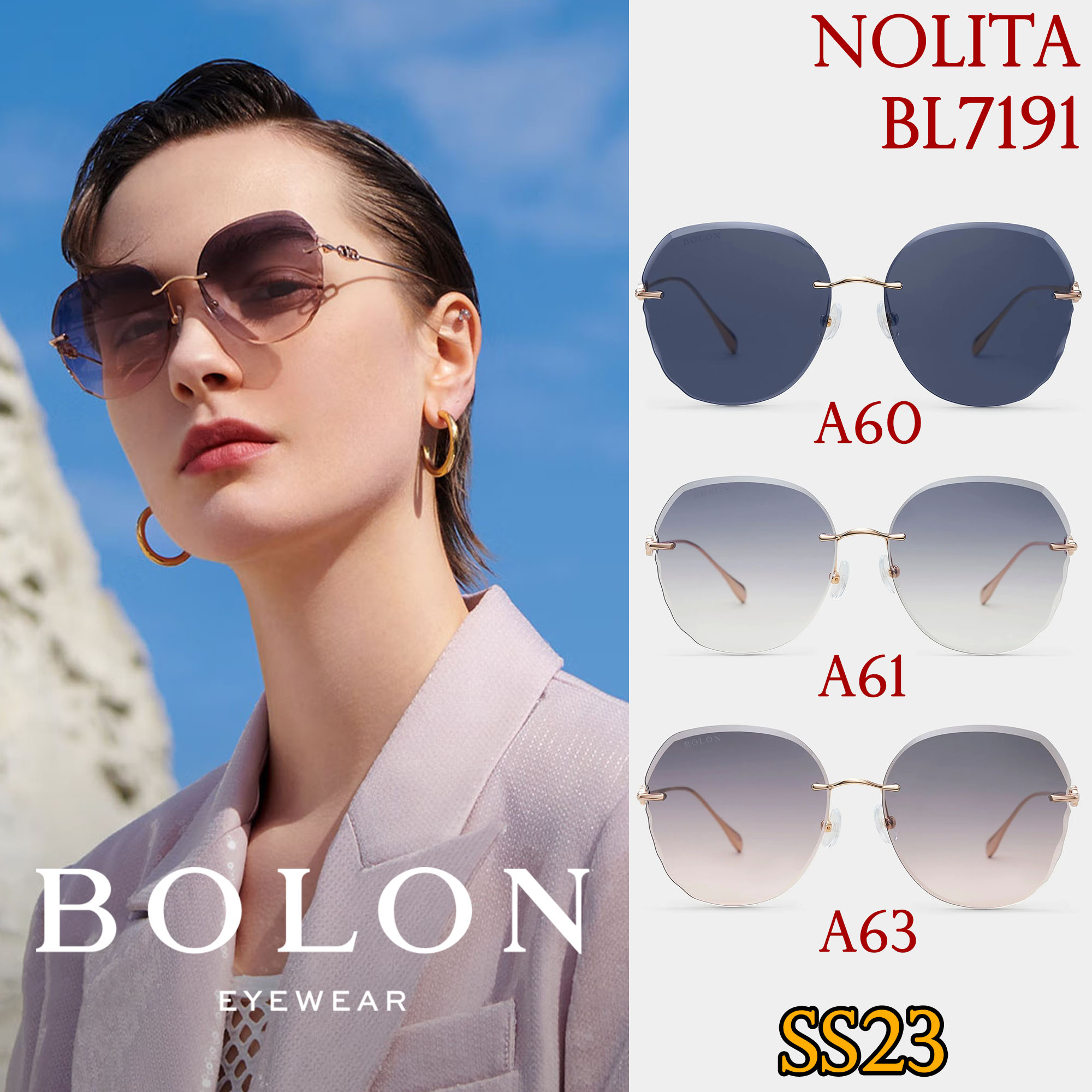 FW22 BOLON แว่นกันแดด รุ่น Capri BL5067 C10 C21 C90 เลนส์ Nylon ...