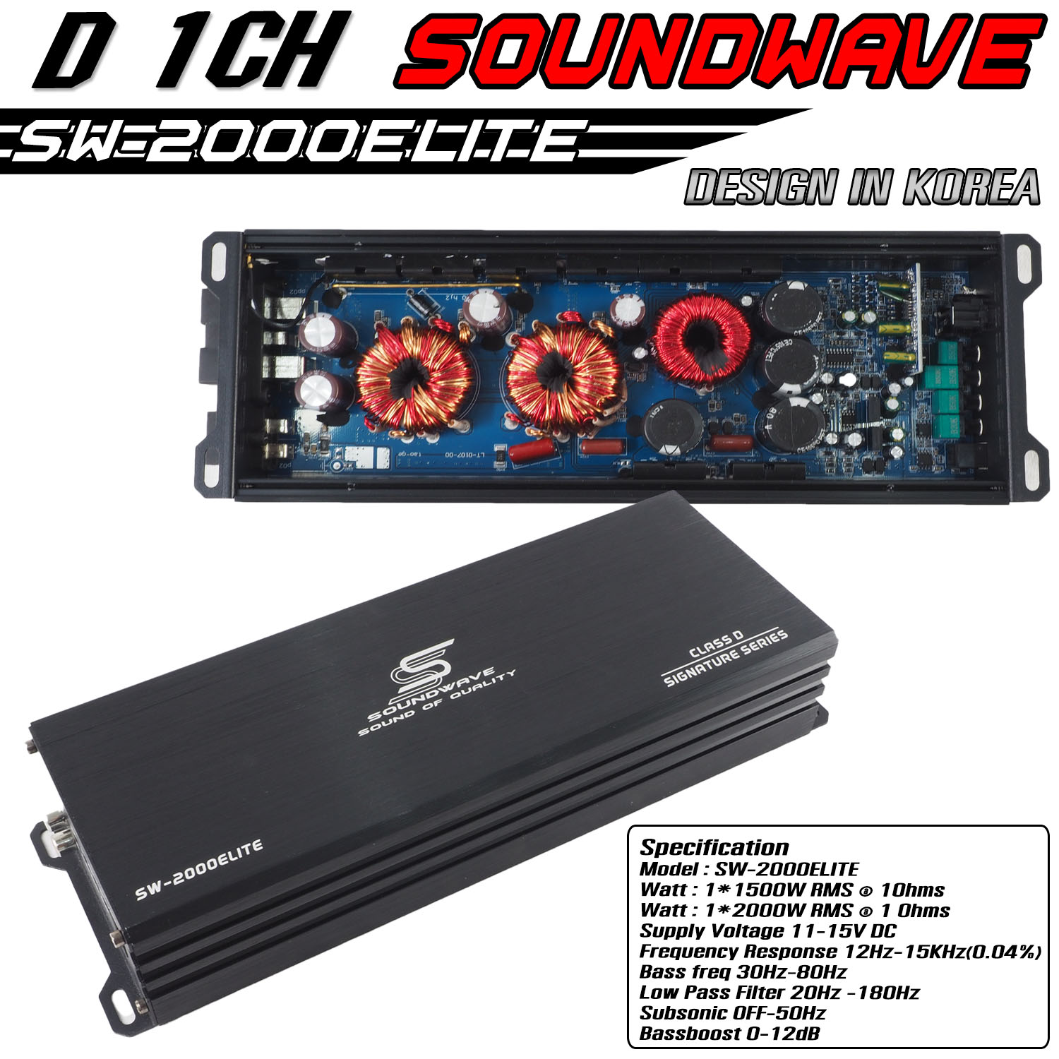 SOUNDWAVE SW-2000ELITE เพาเวอร์แอมป์ CLASS D 1CH. 2000วัตต์เต็ม ...